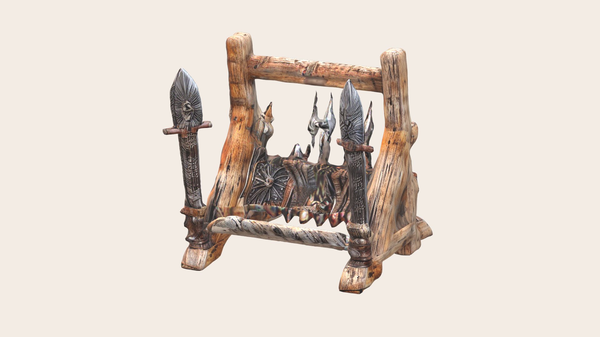 3D Wooden Weapon Rack - TurboSquid 2205302