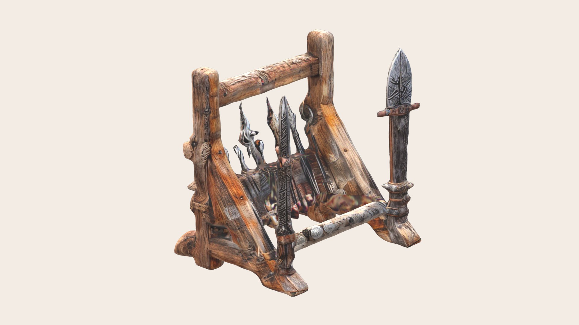 3D Wooden Weapon Rack - TurboSquid 2205302