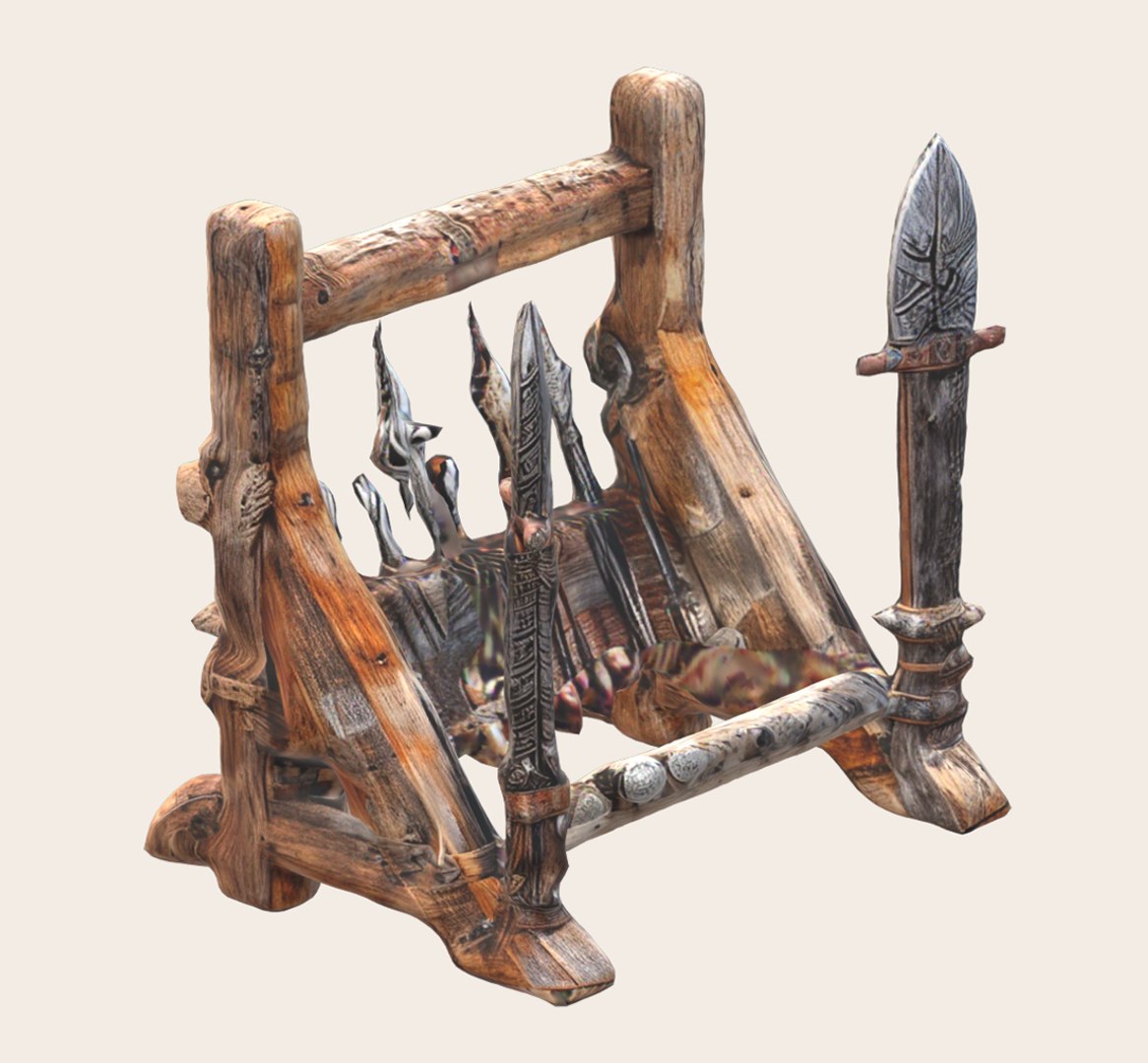 3D Wooden Weapon Rack - TurboSquid 2205302