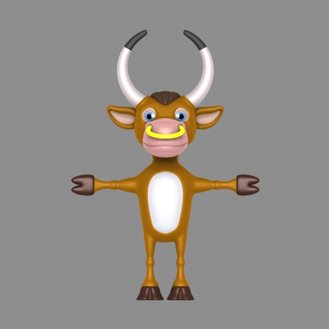 3d Bull Cartoon Model