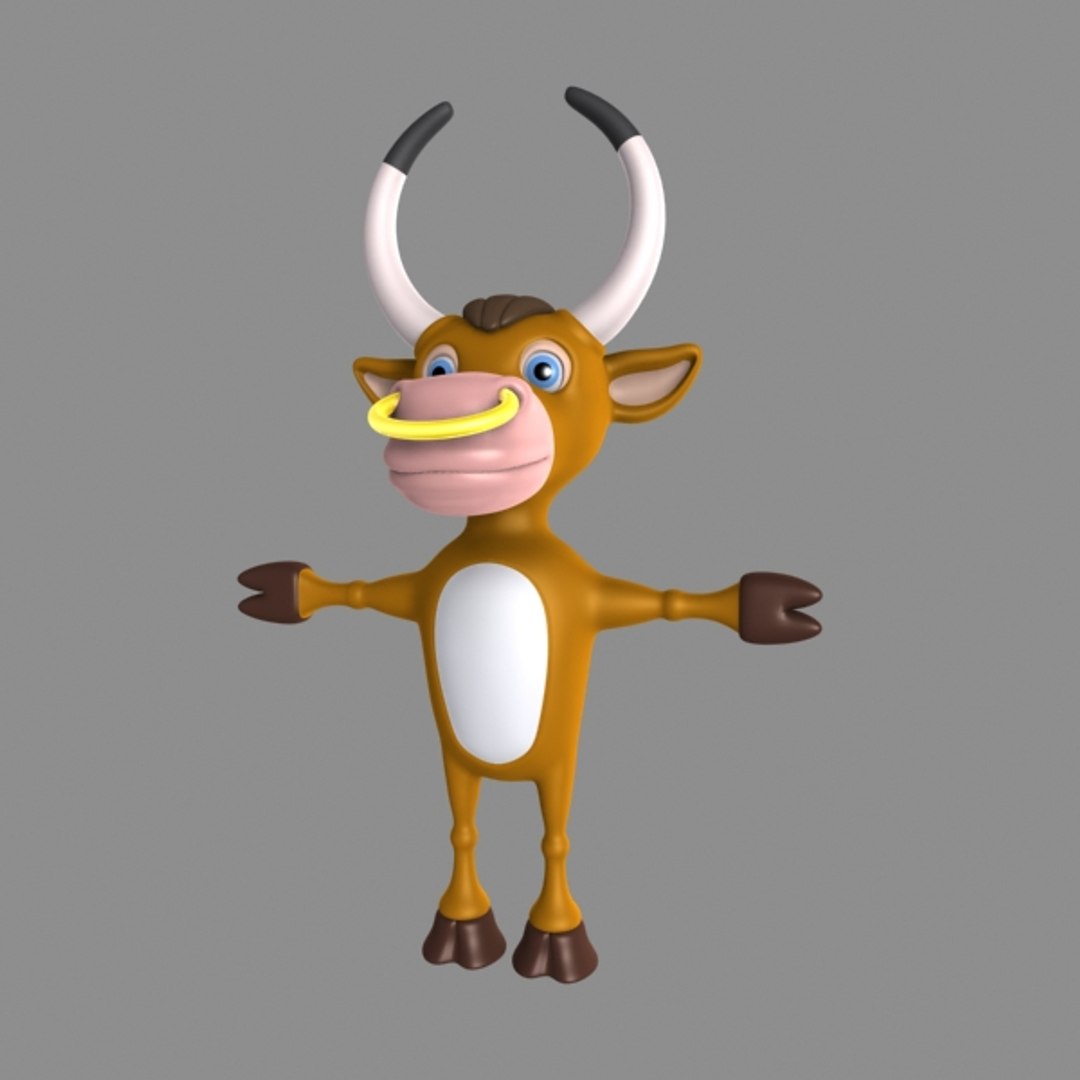 3d Bull Cartoon Model