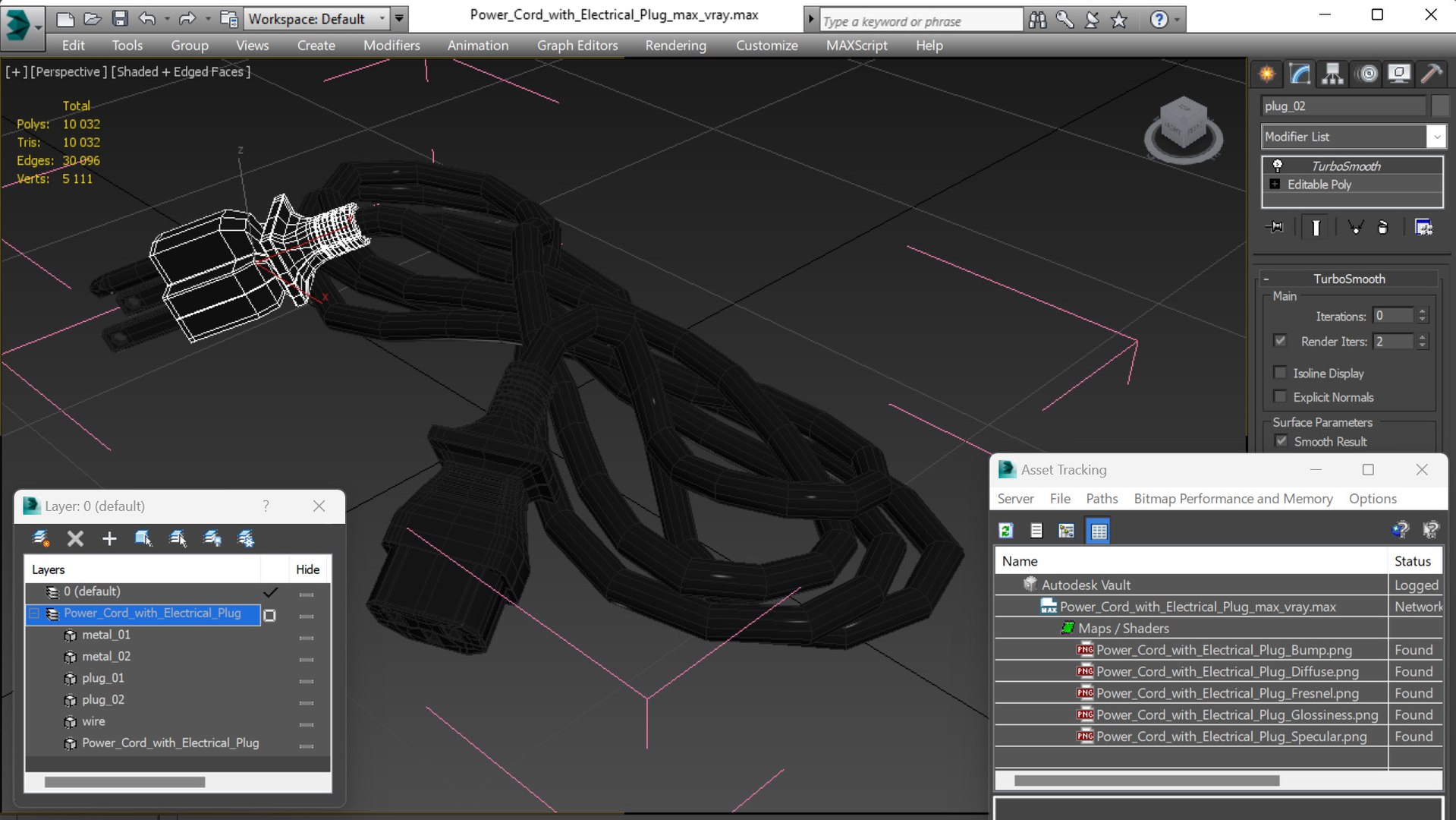 Power Cord With Electrical Plug 3D Model - TurboSquid 2236299