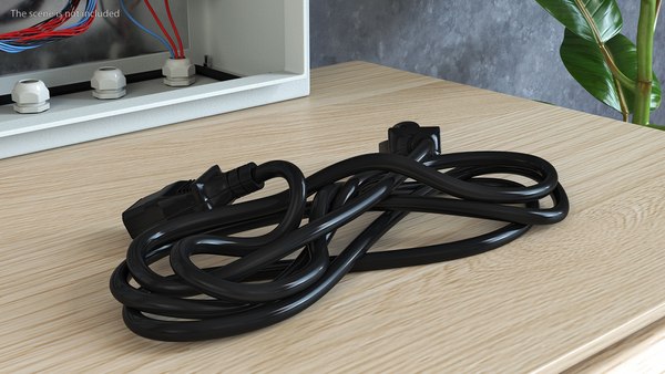 modelo 3d Cable de alimentación con enchufe eléctrico - TurboSquid 2236299
