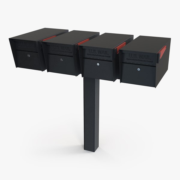 modelo 3d Mailbox Complete Quad Mount Cluster - TurboSquid 2002529