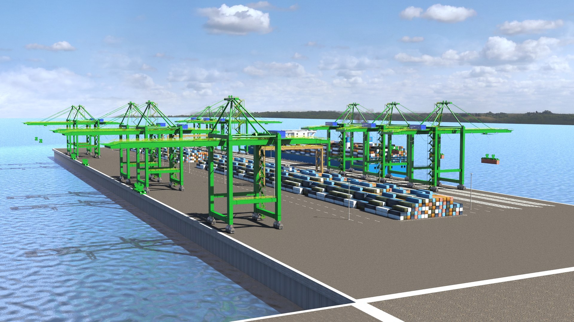 3D model port container terminal - TurboSquid 1587778