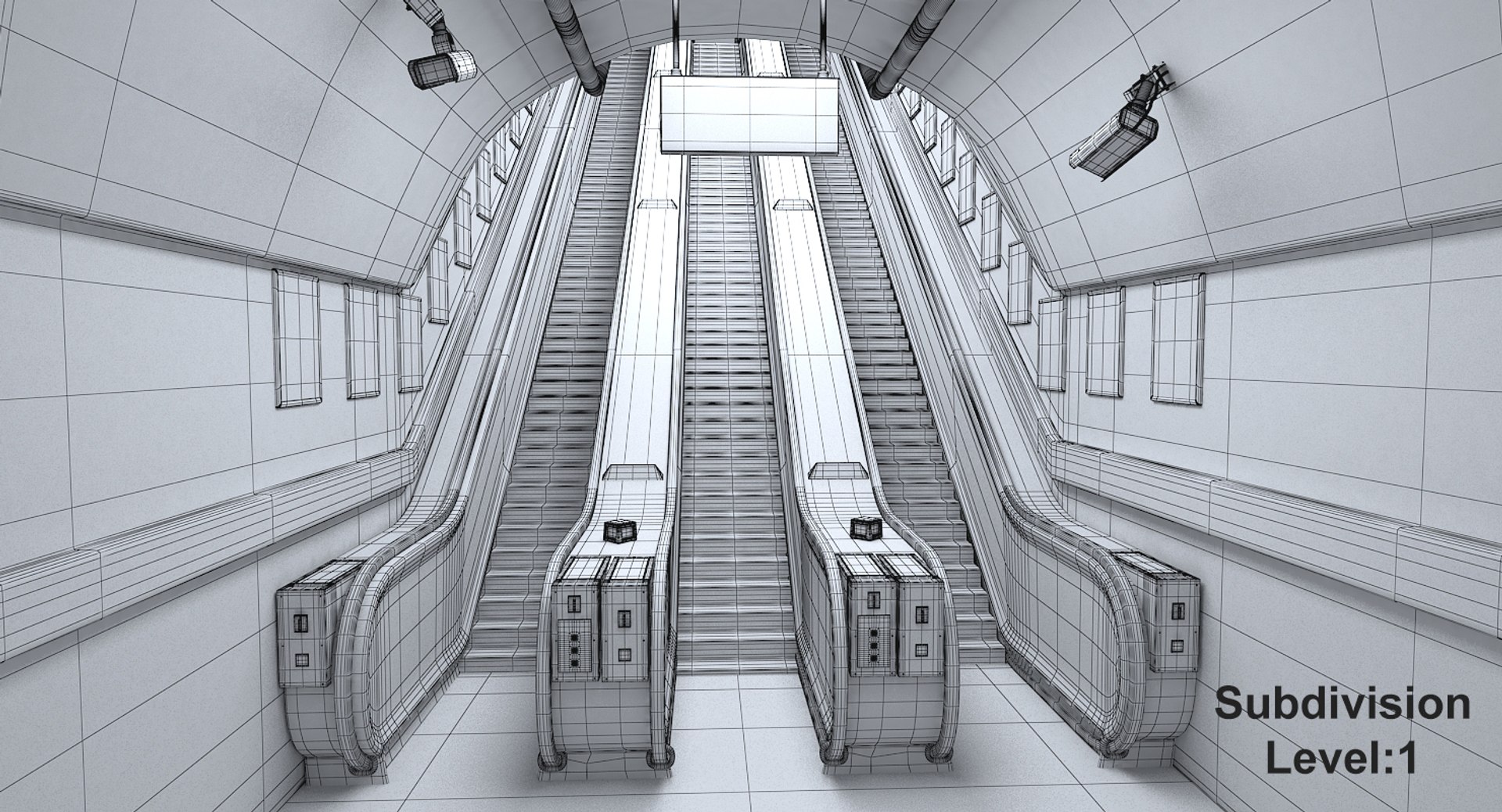 3D Scene Underground Tube Escalator - TurboSquid 1247760