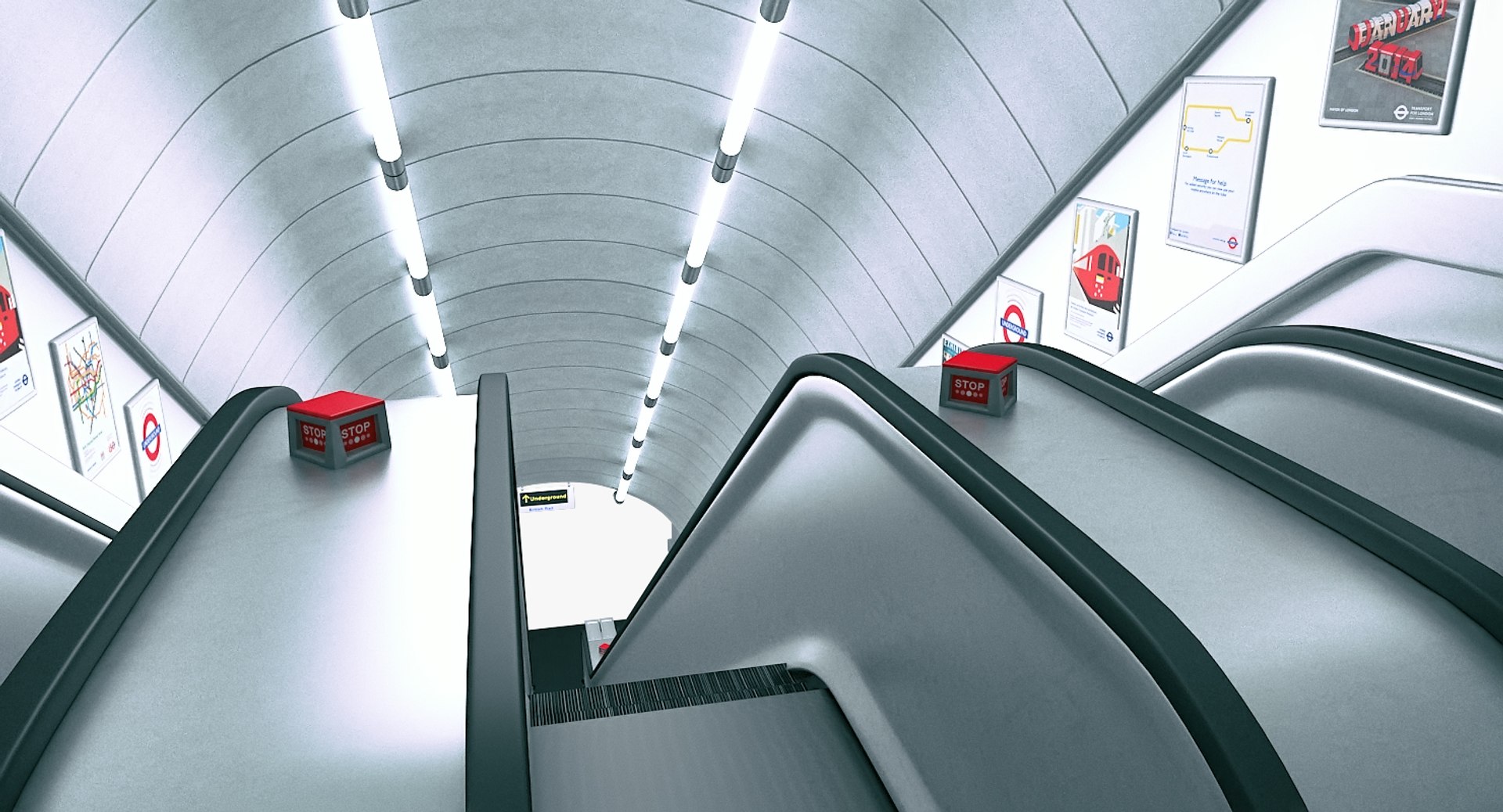 3D Scene Underground Tube Escalator - TurboSquid 1247760