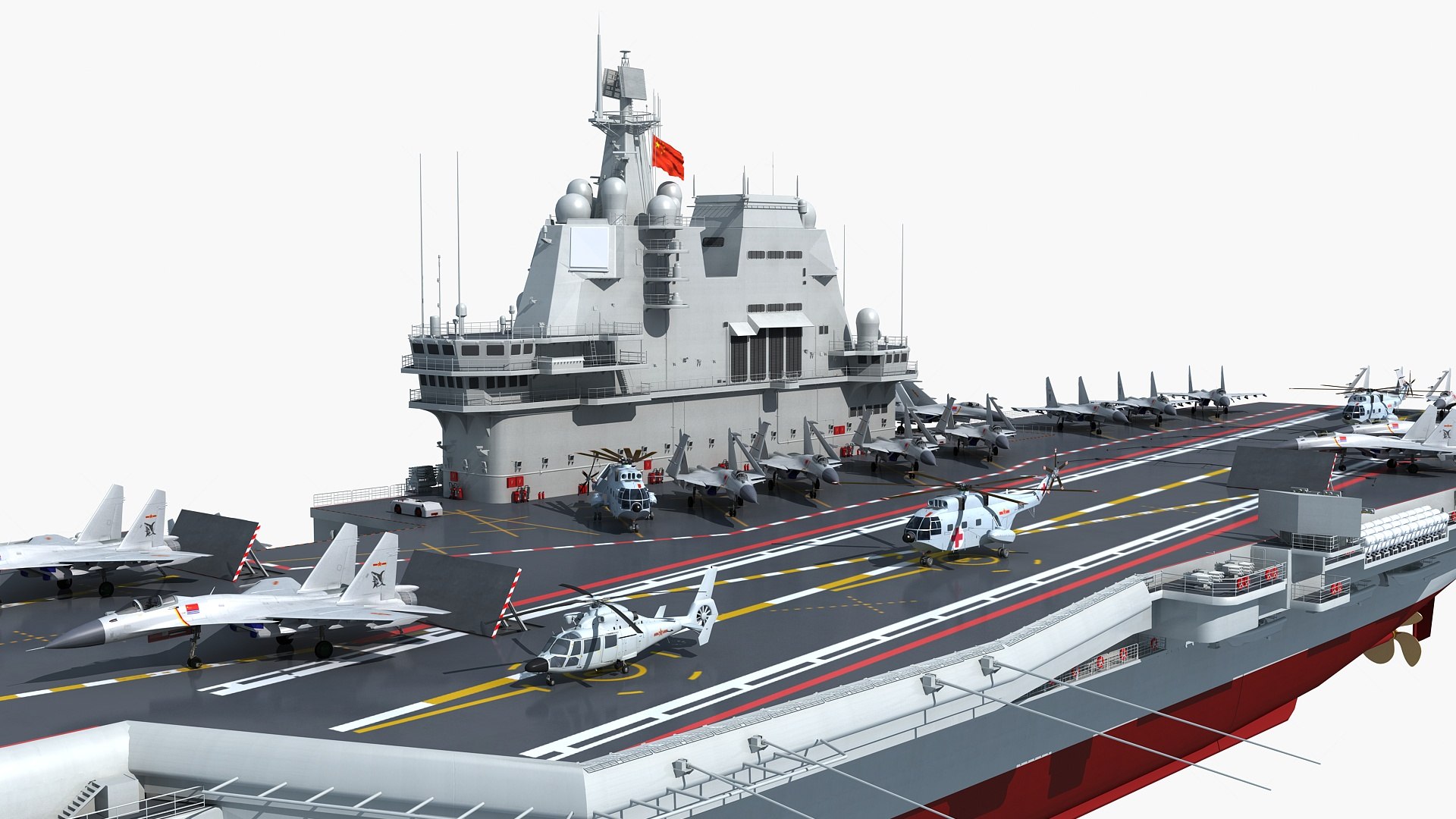 3D China Aircraft CarrierCV16 And CV17 With Shipboard Aircraft Model ...