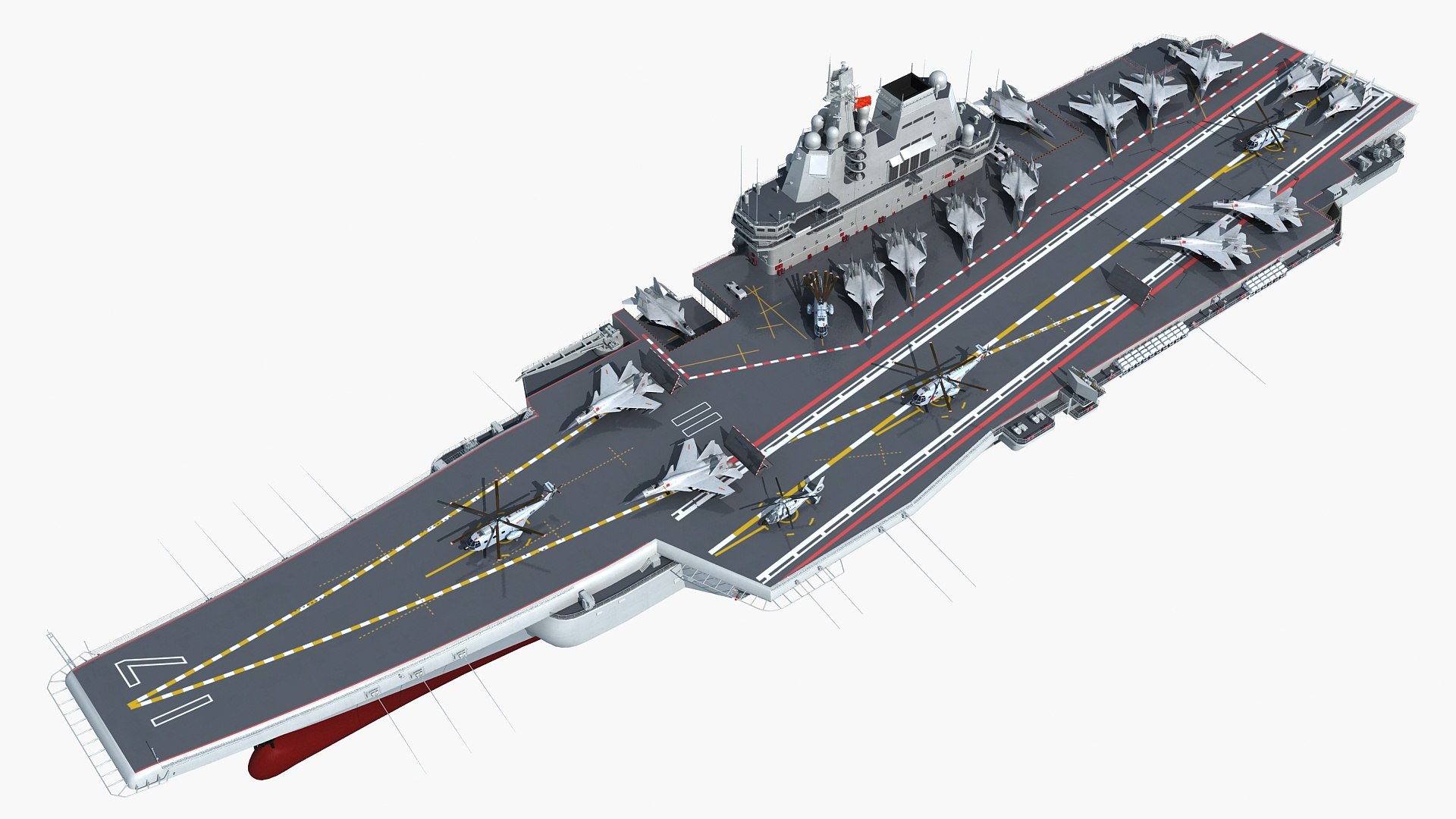 3D China Aircraft CarrierCV16 And CV17 With Shipboard Aircraft Model ...