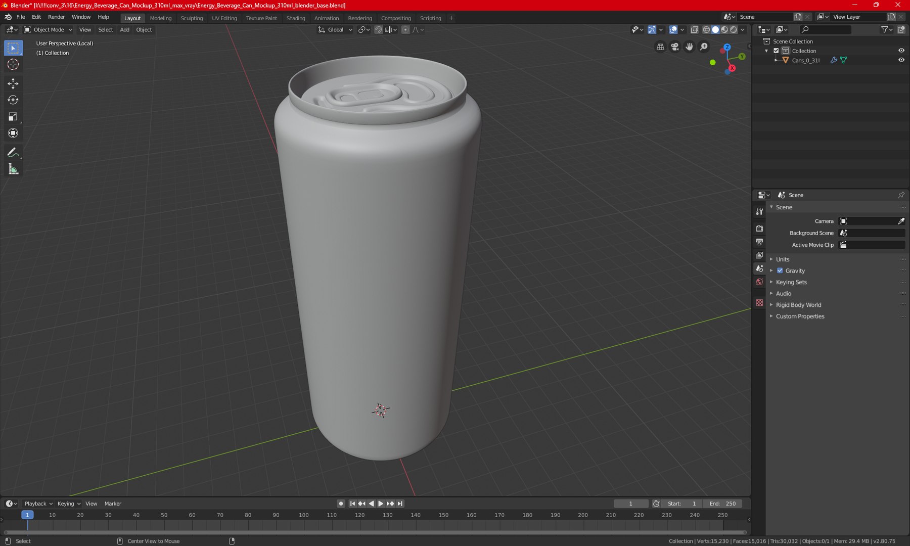 Energy Beverage Can Mockup 310ml 3D Model - TurboSquid 2062561