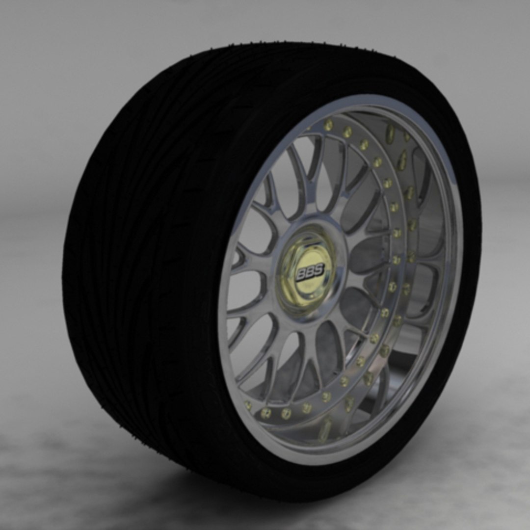 bbs sport rim tire 3d model