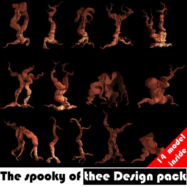 spooky tree design pack 3d model