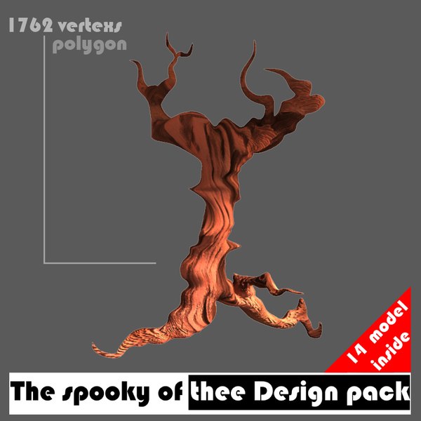 spooky tree design pack 3d model