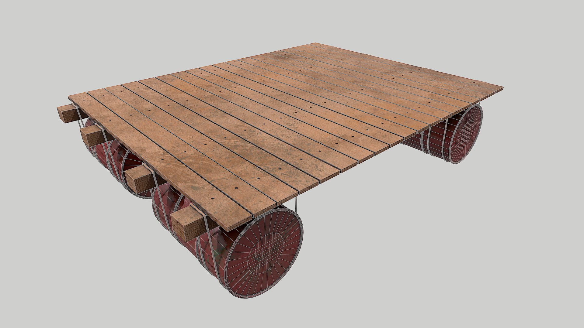 3D Wooden Raft V3 With Pbr 4K 8K Model - TurboSquid 1730042