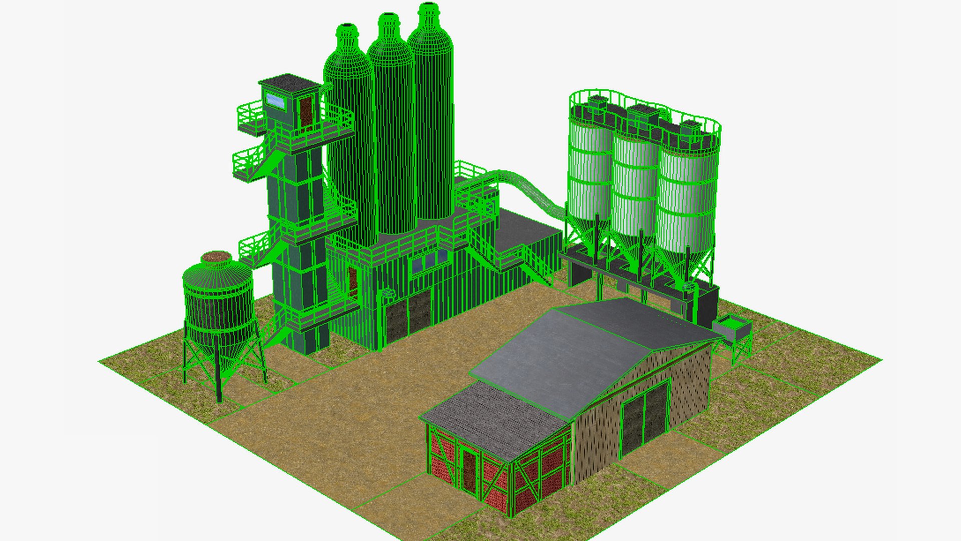 3D Industrial Building Group - Cement Plant - TurboSquid 1982572