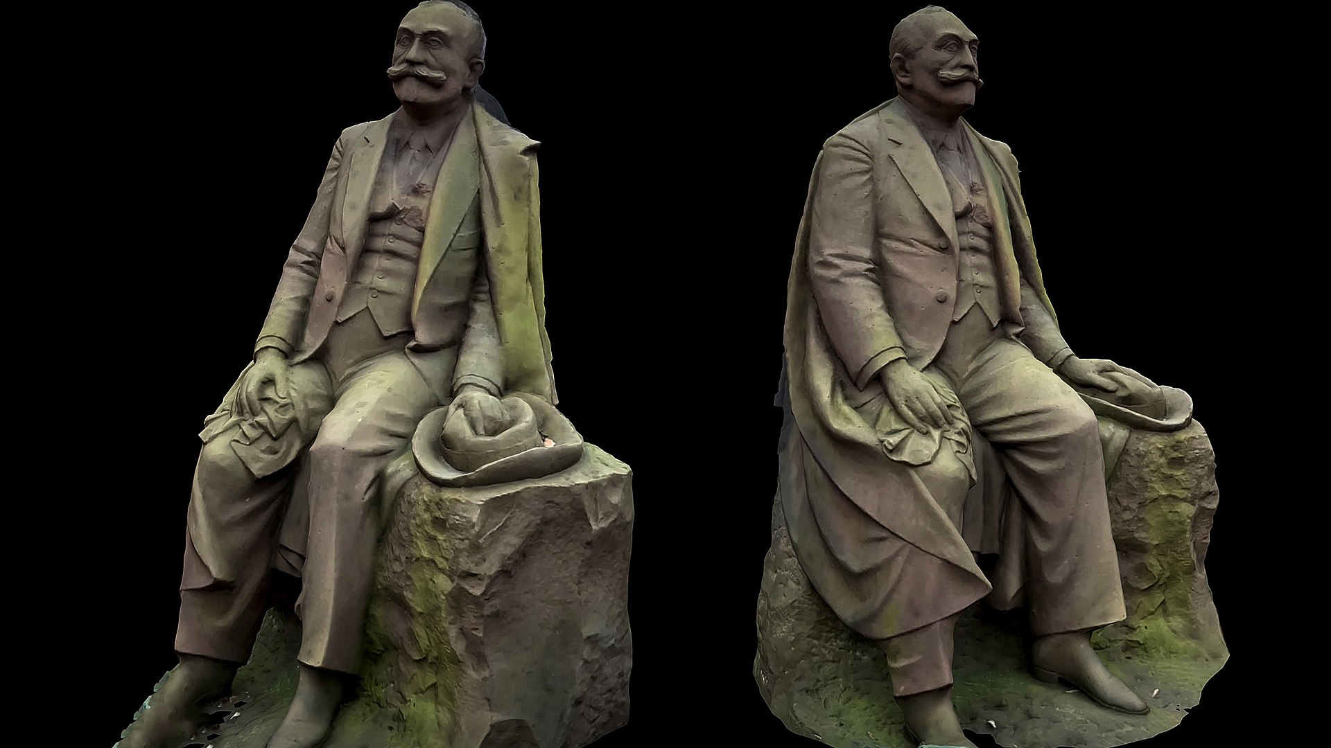 3D Old Sculpt Monument Moss Tombstone Front-part Photogrammetry ...