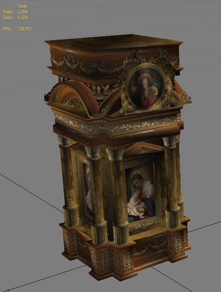 3d model classical romanic church altar