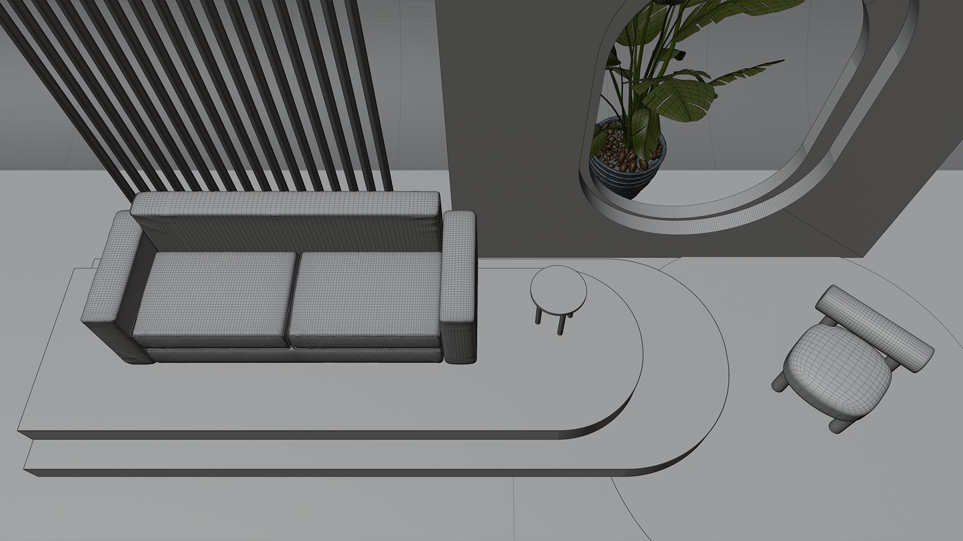 Blue Interior With Geometric Pink Form 3D Model - TurboSquid 2289079