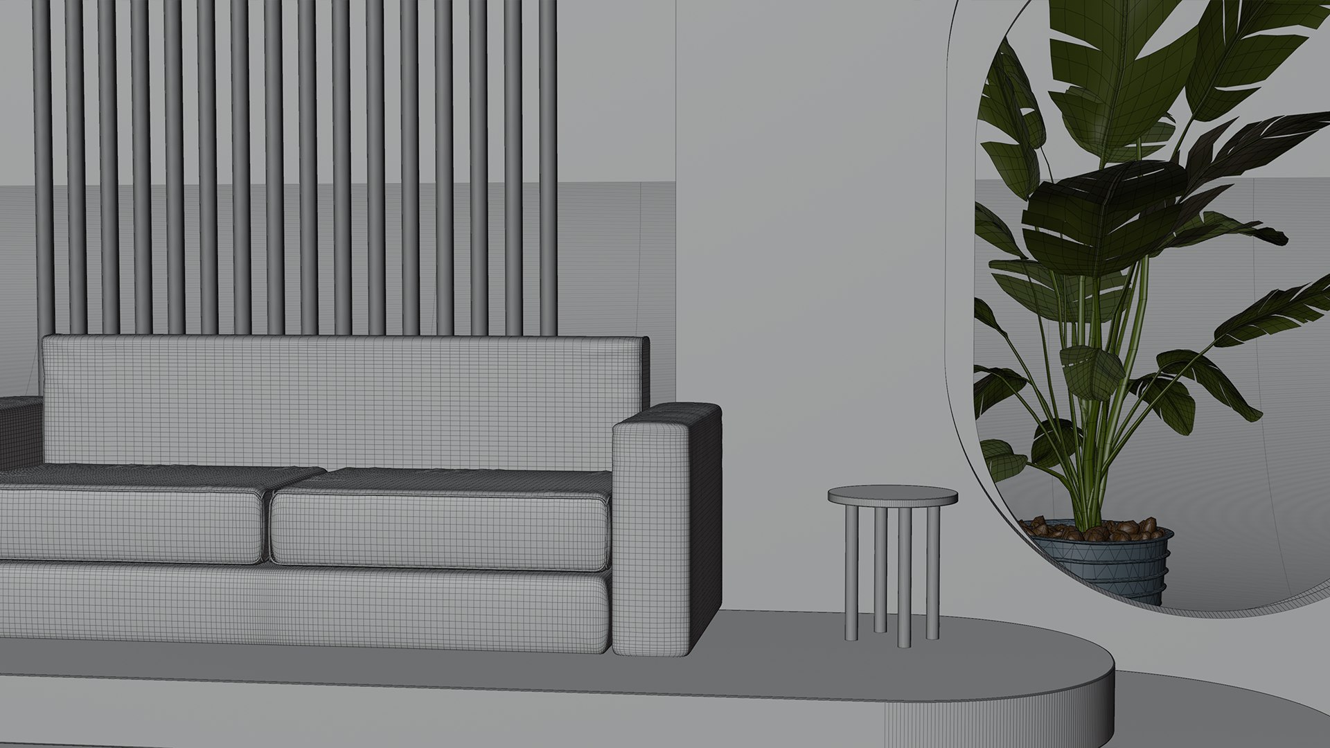 Blue Interior With Geometric Pink Form 3D Model - TurboSquid 2289079