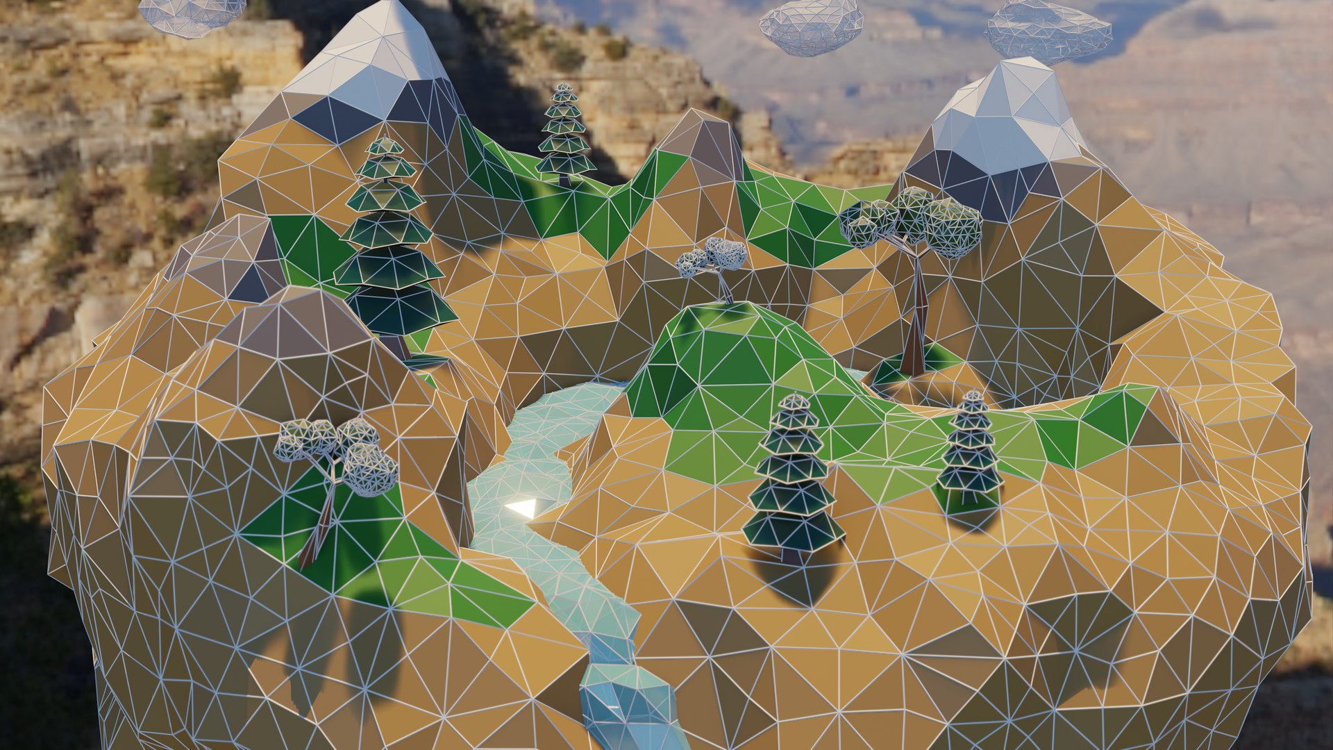 World Island Mountains Waterfall Model - TurboSquid 1436941