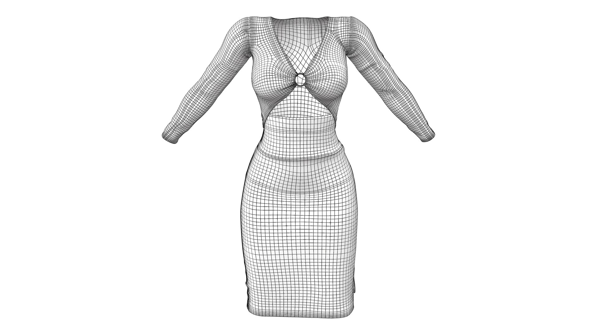 Buckle Connected Chest Side Slit Skirt Elegant Earth Female Dress 3D ...
