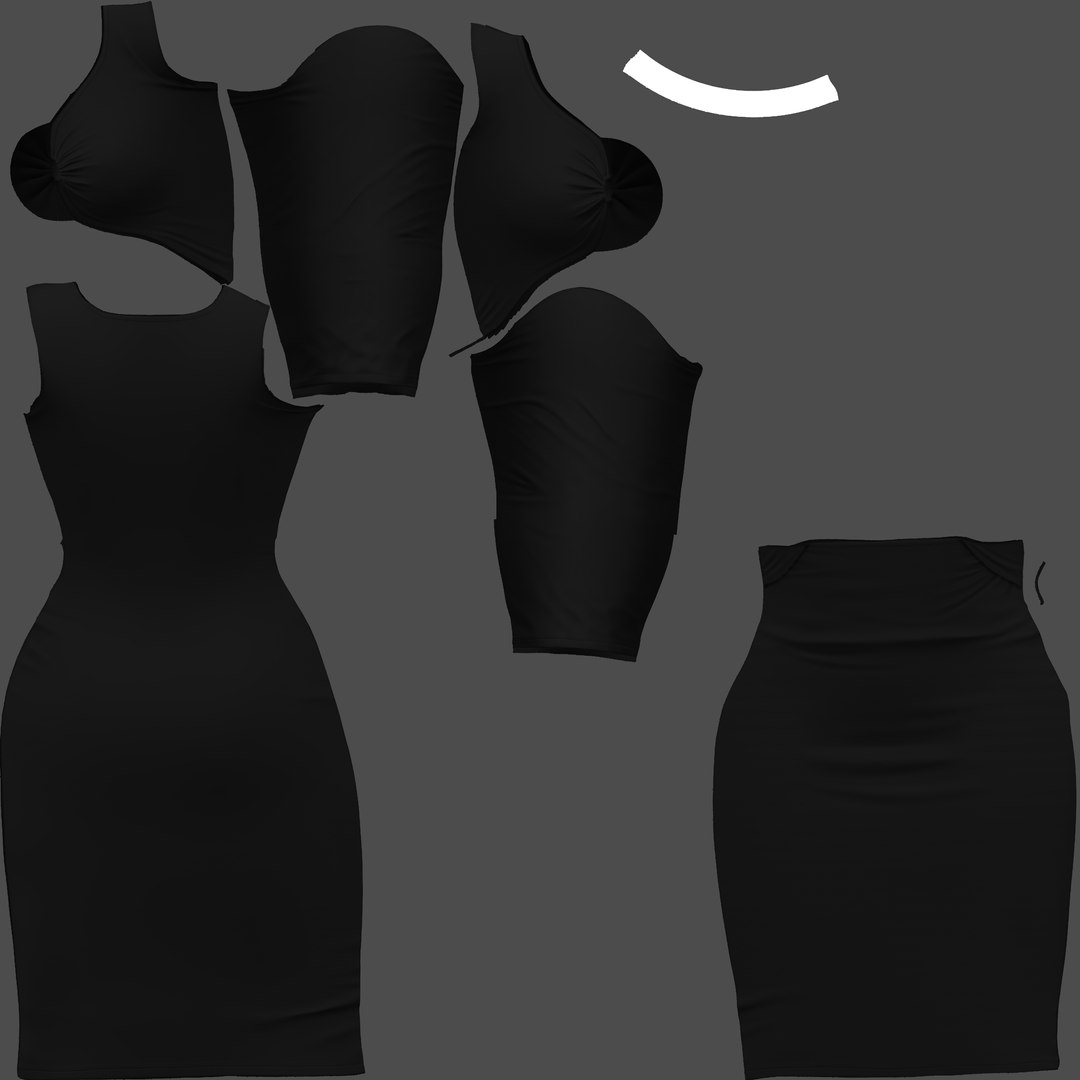 Buckle Connected Chest Side Slit Skirt Elegant Earth Female Dress 3D ...