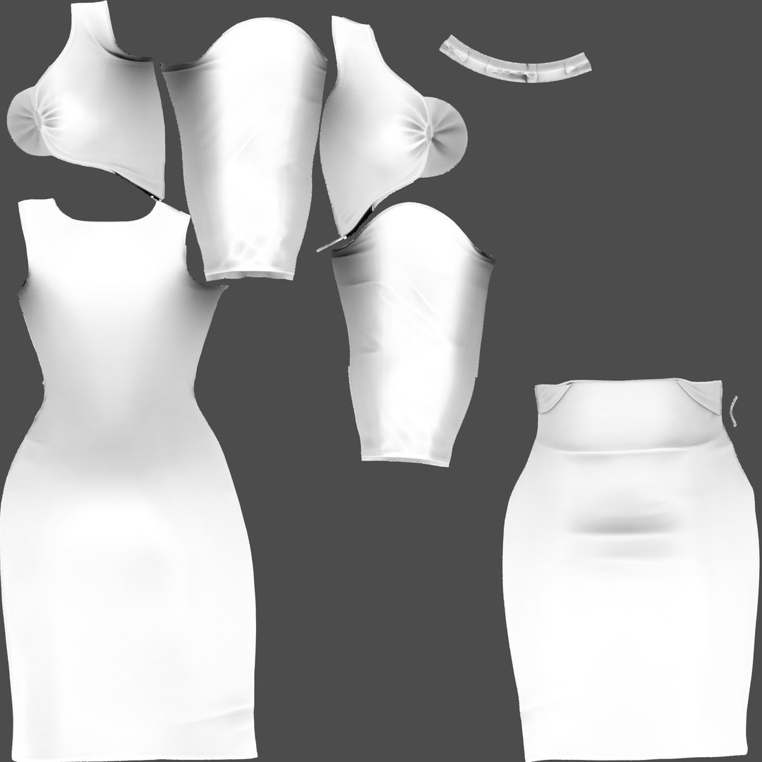 Buckle Connected Chest Side Slit Skirt Elegant Earth Female Dress 3D ...