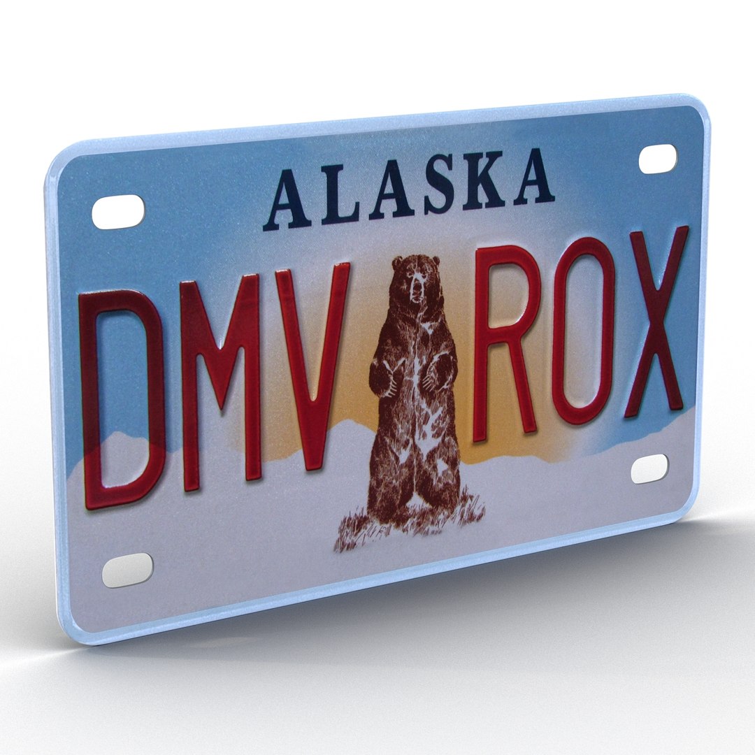 3d Alaska License Plate