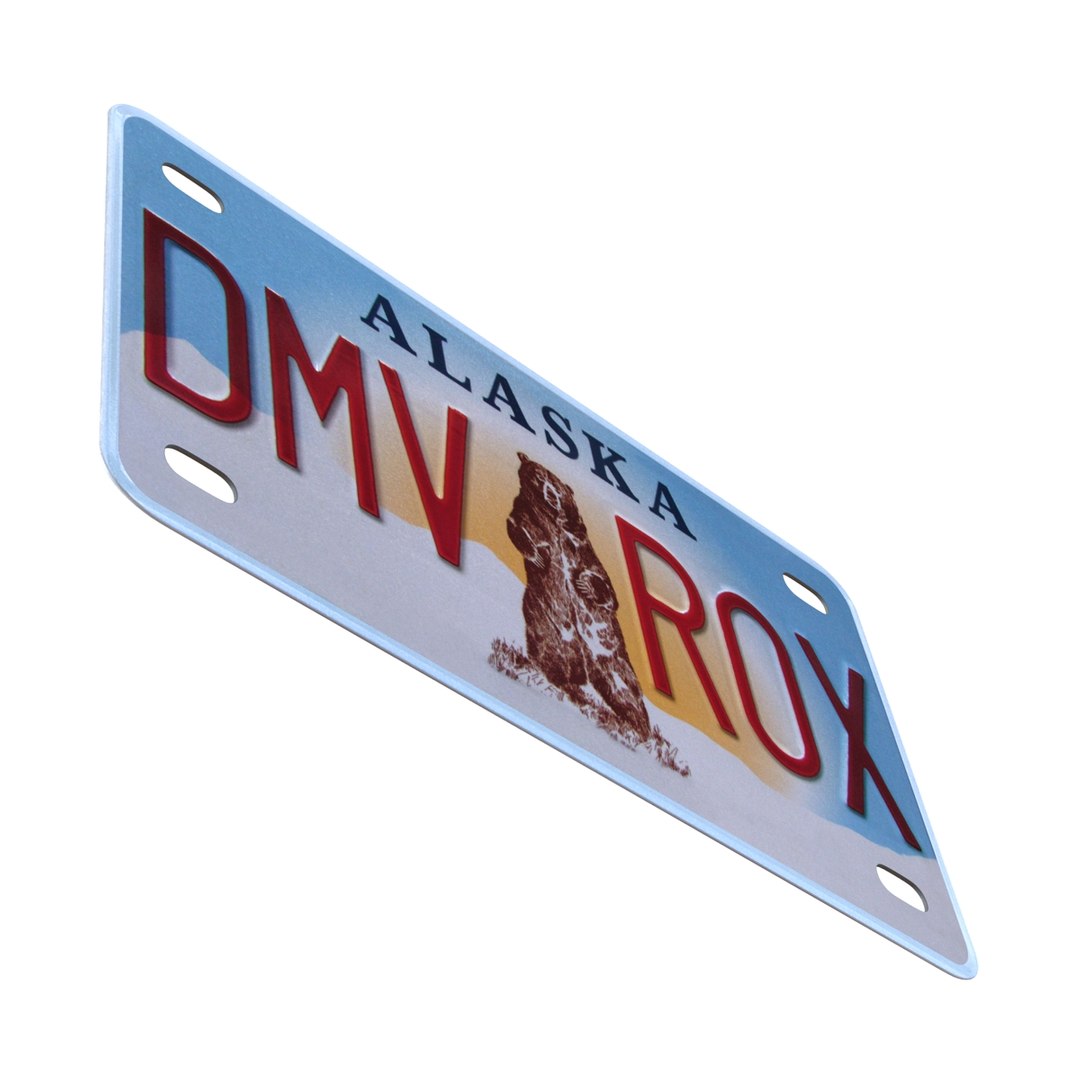 3d Alaska License Plate