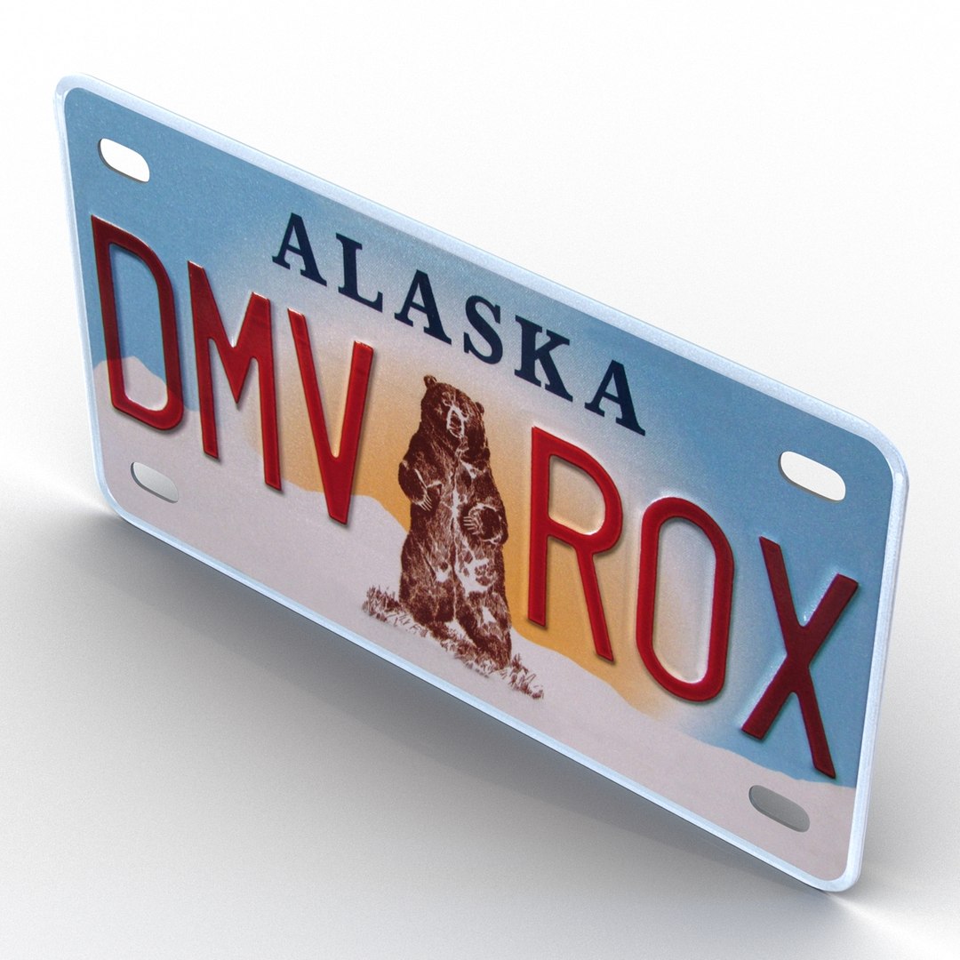3d Alaska License Plate
