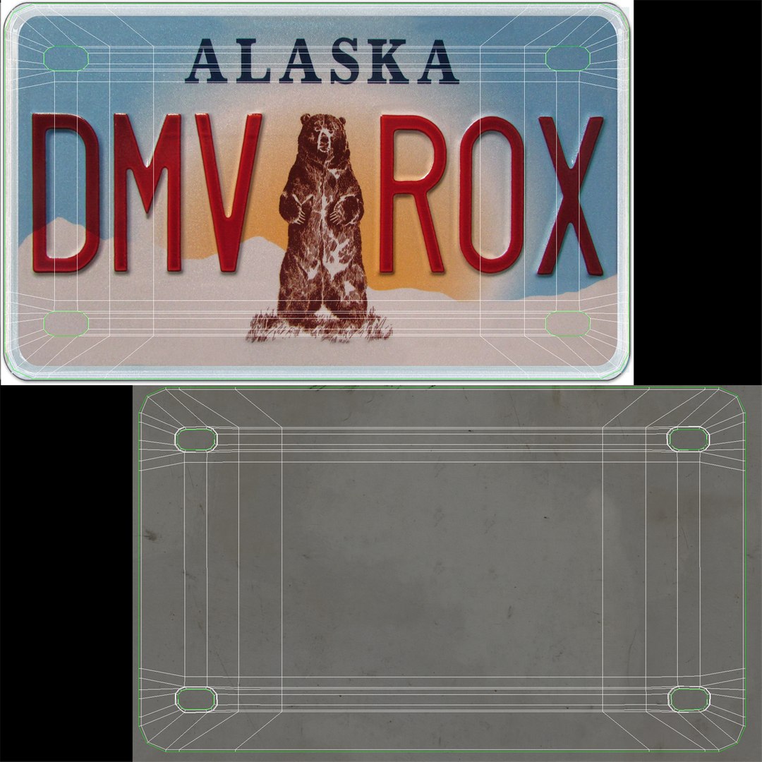 3d Alaska License Plate