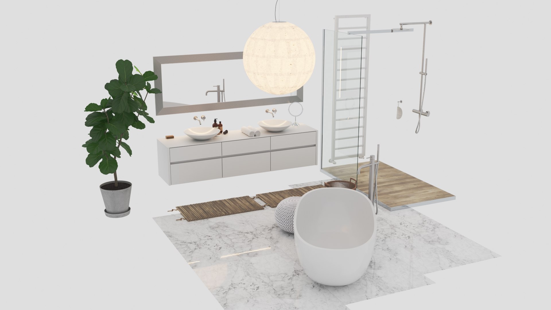 3D Model Morden Bathroom Set - TurboSquid 2080000