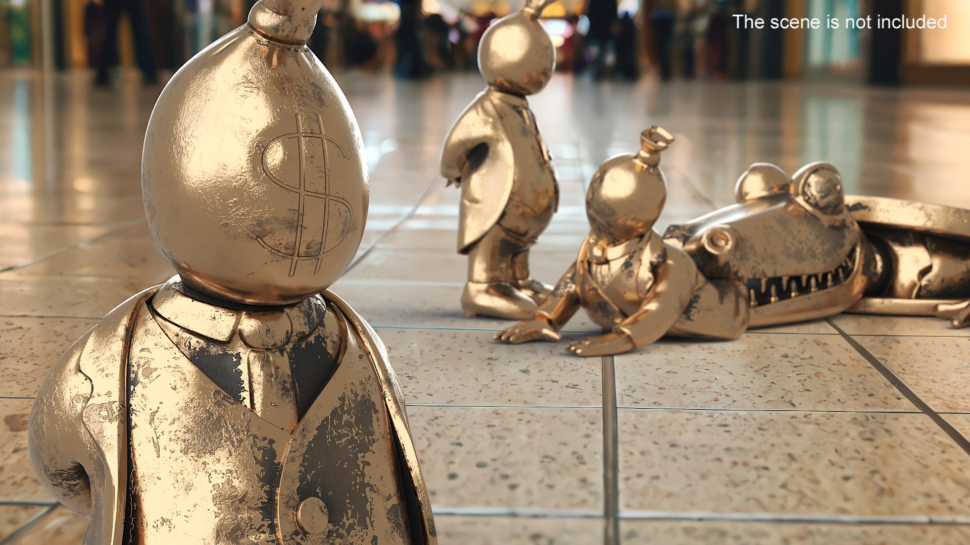 3D Gold Plated Capitalist Figure With Money Bag Head - TurboSquid 2436972