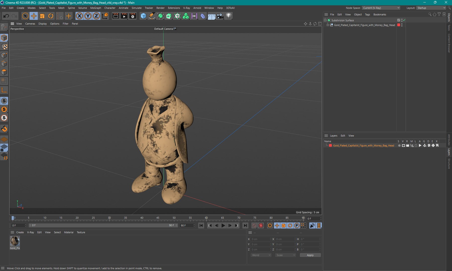 3D Gold Plated Capitalist Figure With Money Bag Head - TurboSquid 2436972