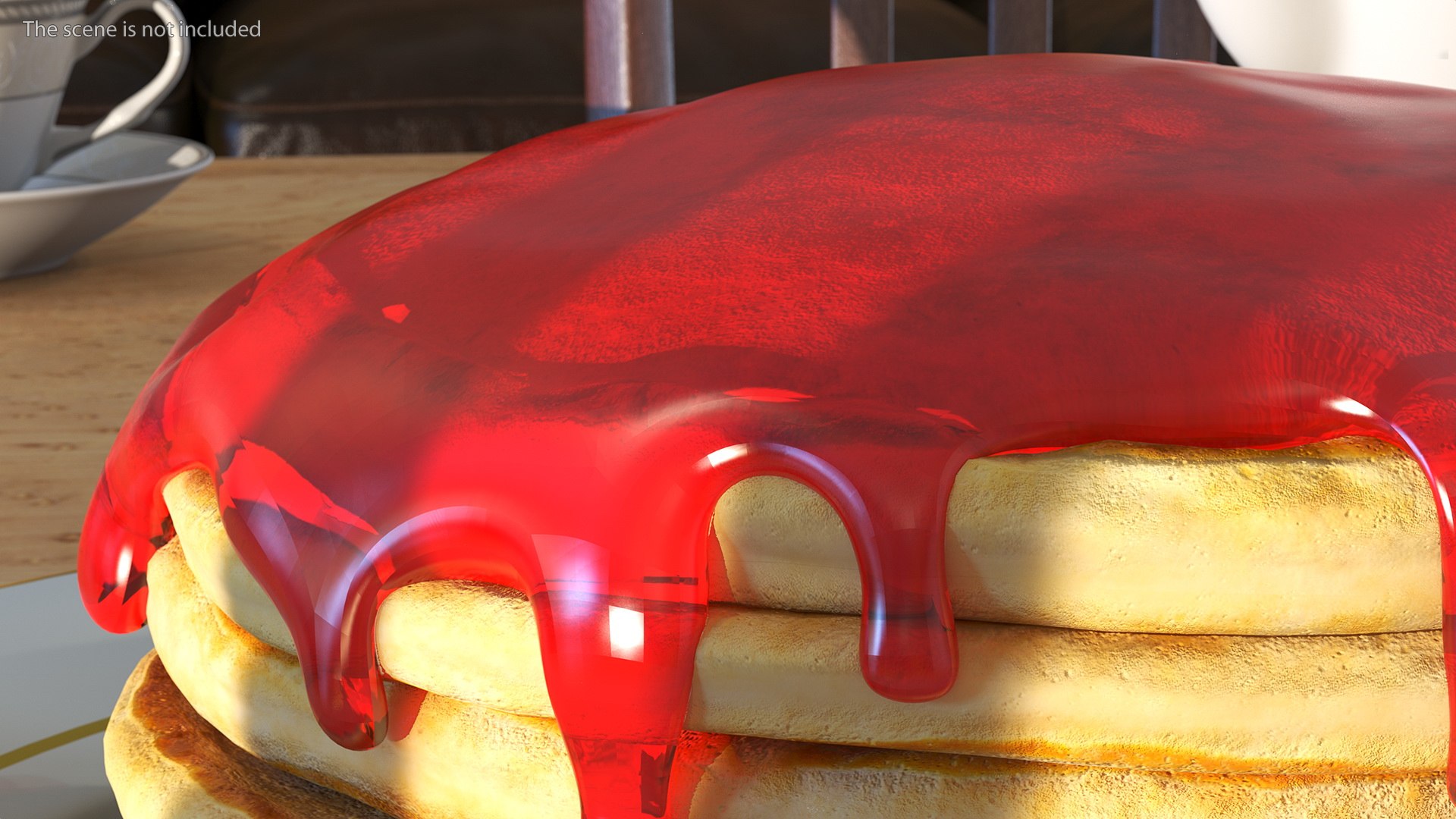3D Pancakes Poured With Strawberry Syrup - TurboSquid 1948077