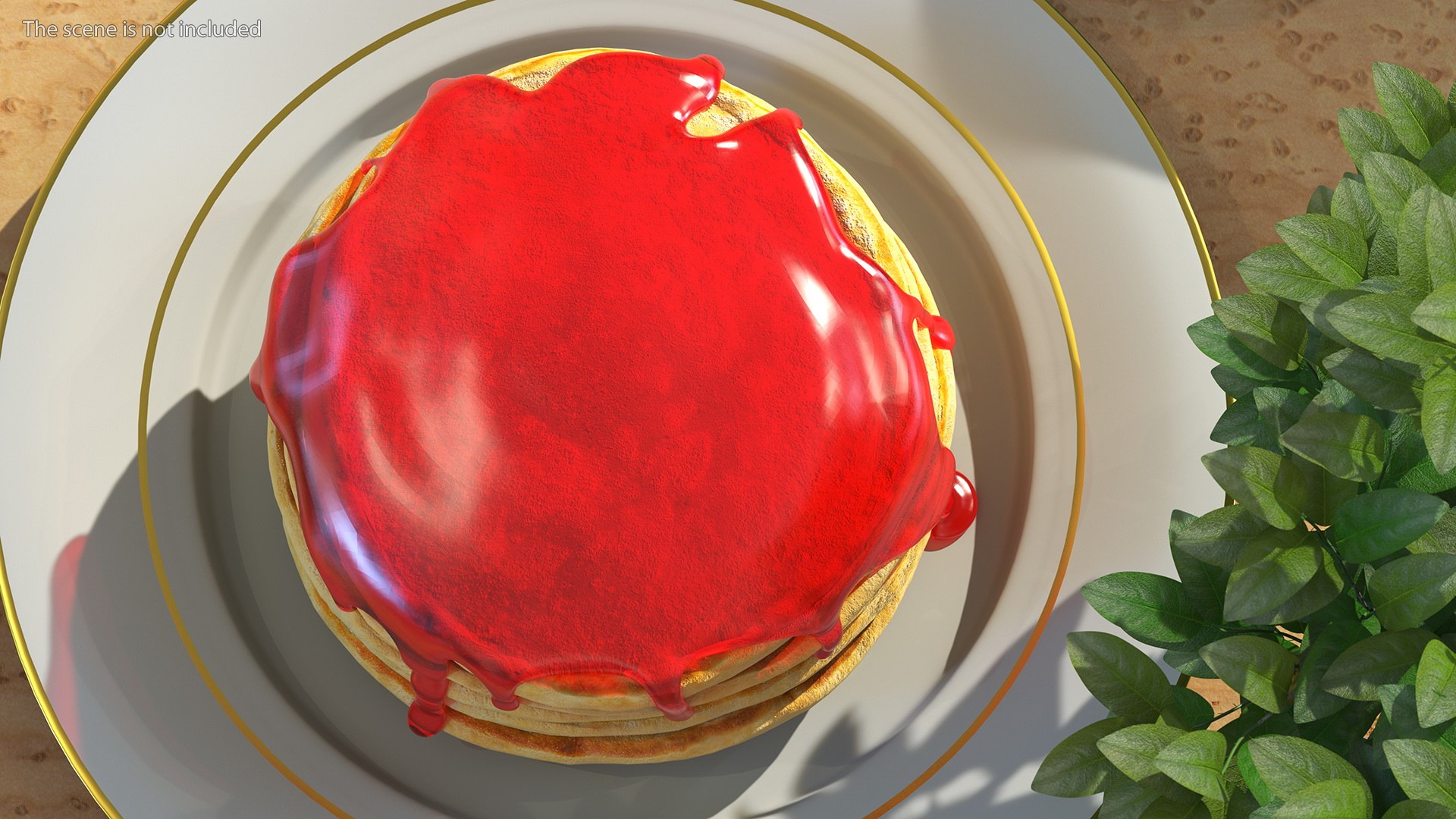 3D Pancakes Poured With Strawberry Syrup - TurboSquid 1948077