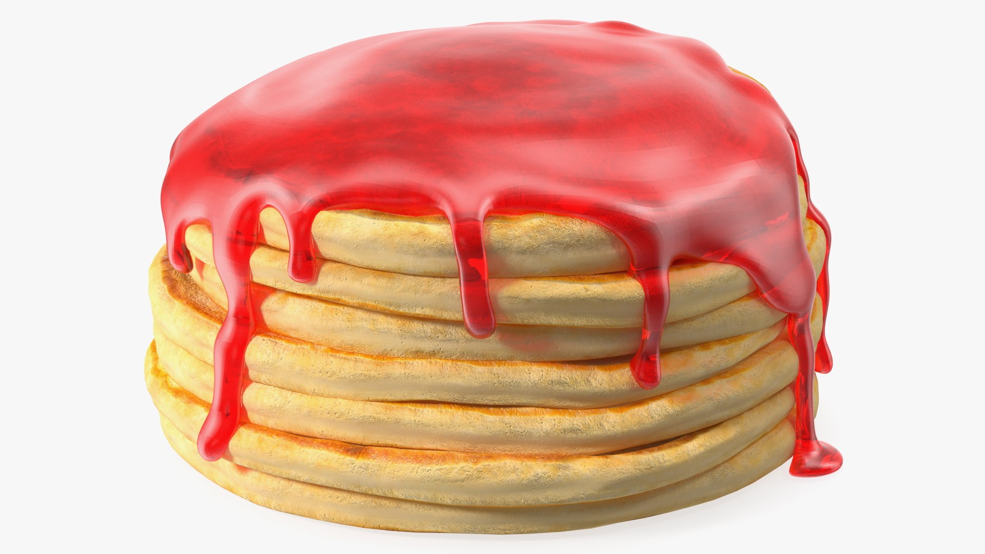 3D Pancakes Poured With Strawberry Syrup - TurboSquid 1948077