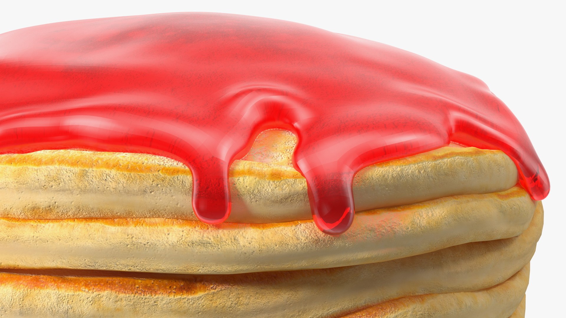 3D Pancakes Poured With Strawberry Syrup - TurboSquid 1948077