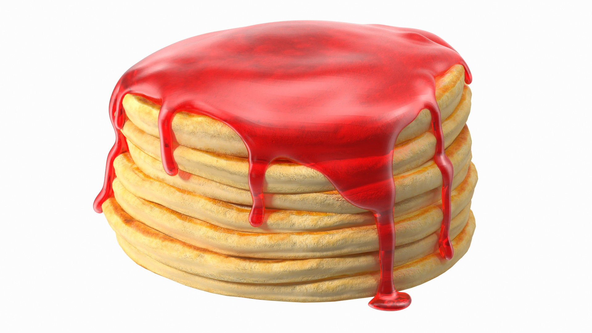 3D Pancakes Poured With Strawberry Syrup - TurboSquid 1948077
