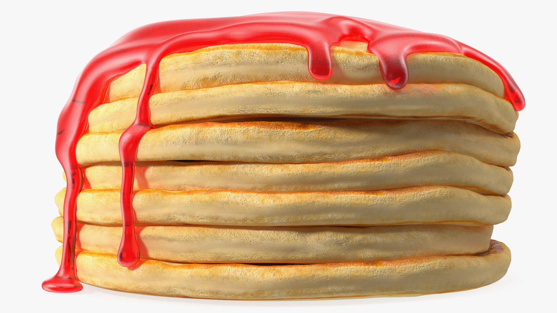 3D Pancakes Poured With Strawberry Syrup - TurboSquid 1948077