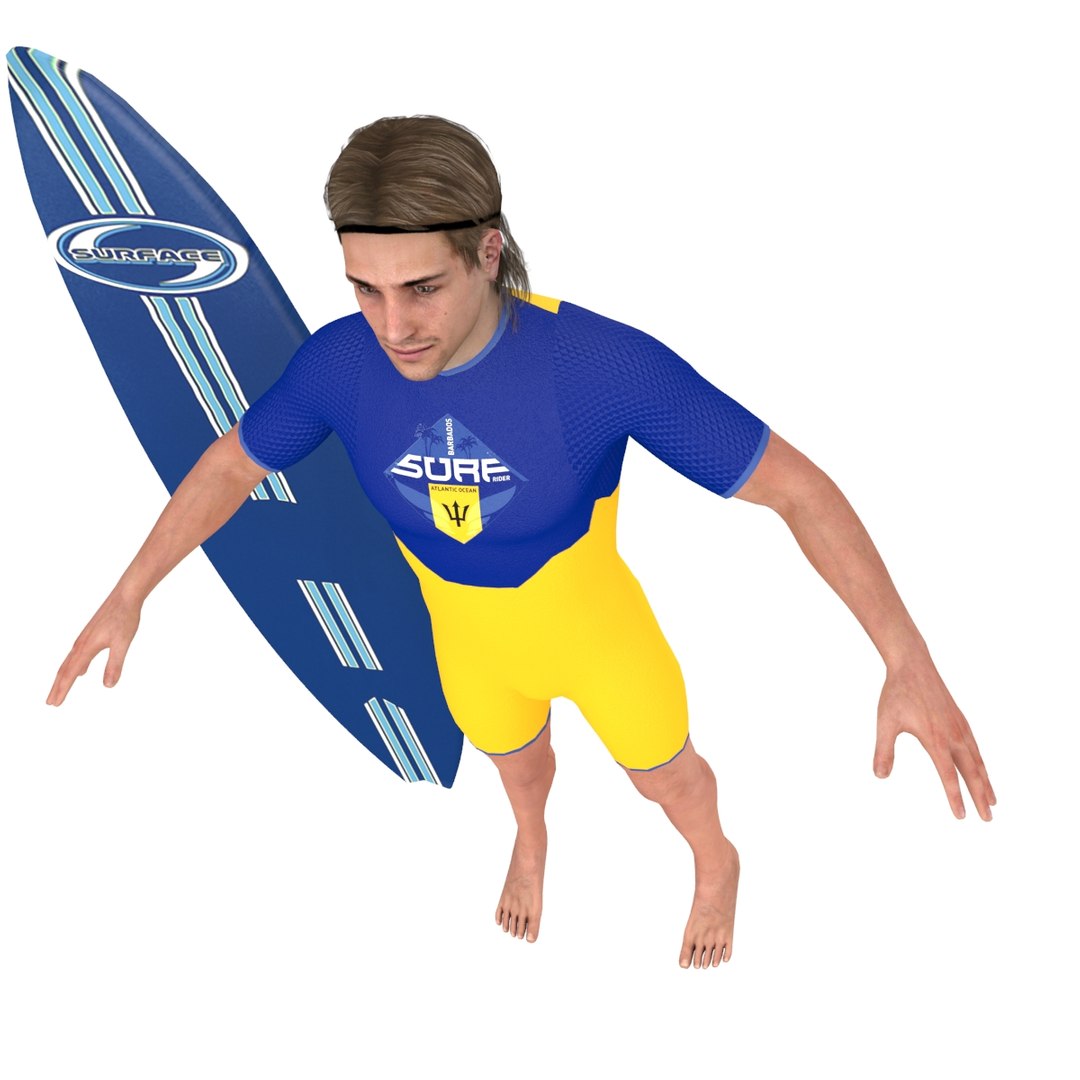 3D Model Surfer Surfing Man - TurboSquid 1282775