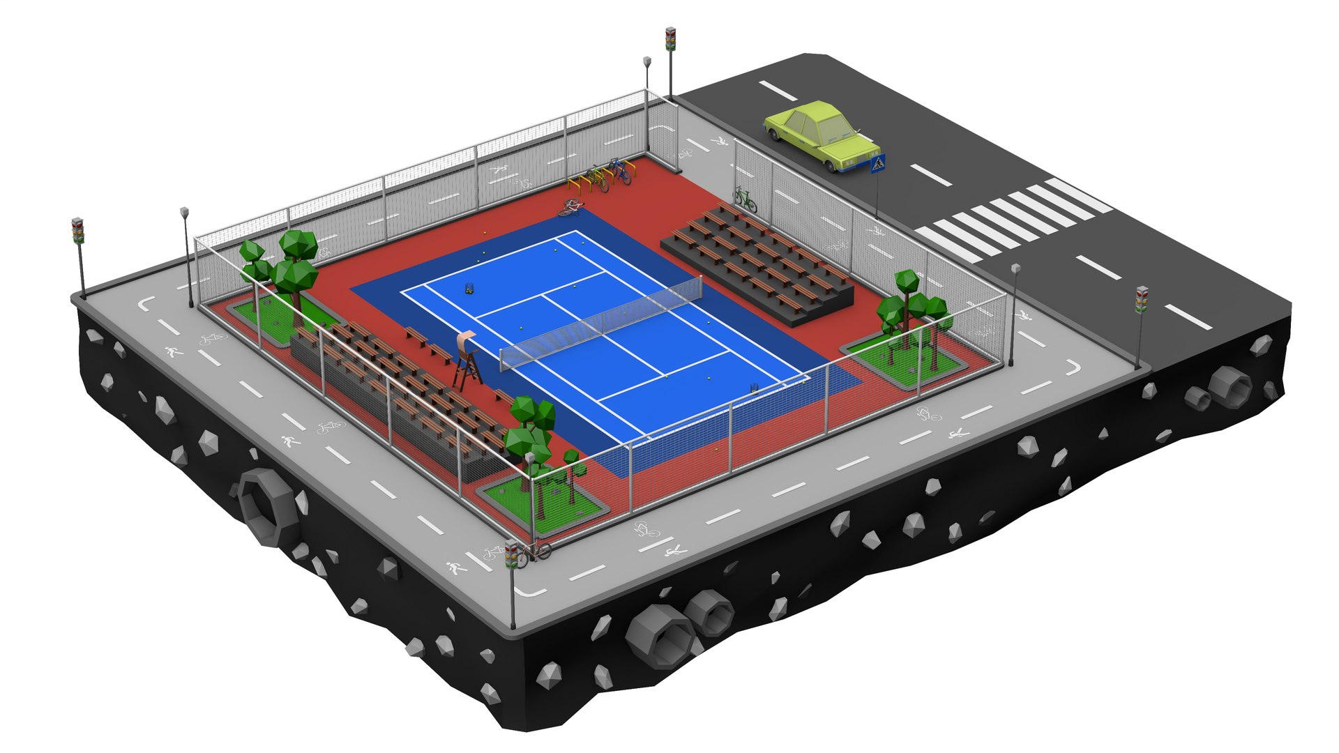 Tennis Court Low Poly 3D Model - TurboSquid 1878467