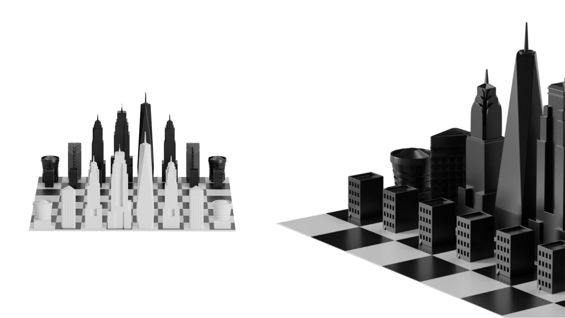 3D Model NYC Skyline Chess Set - TurboSquid 2225293