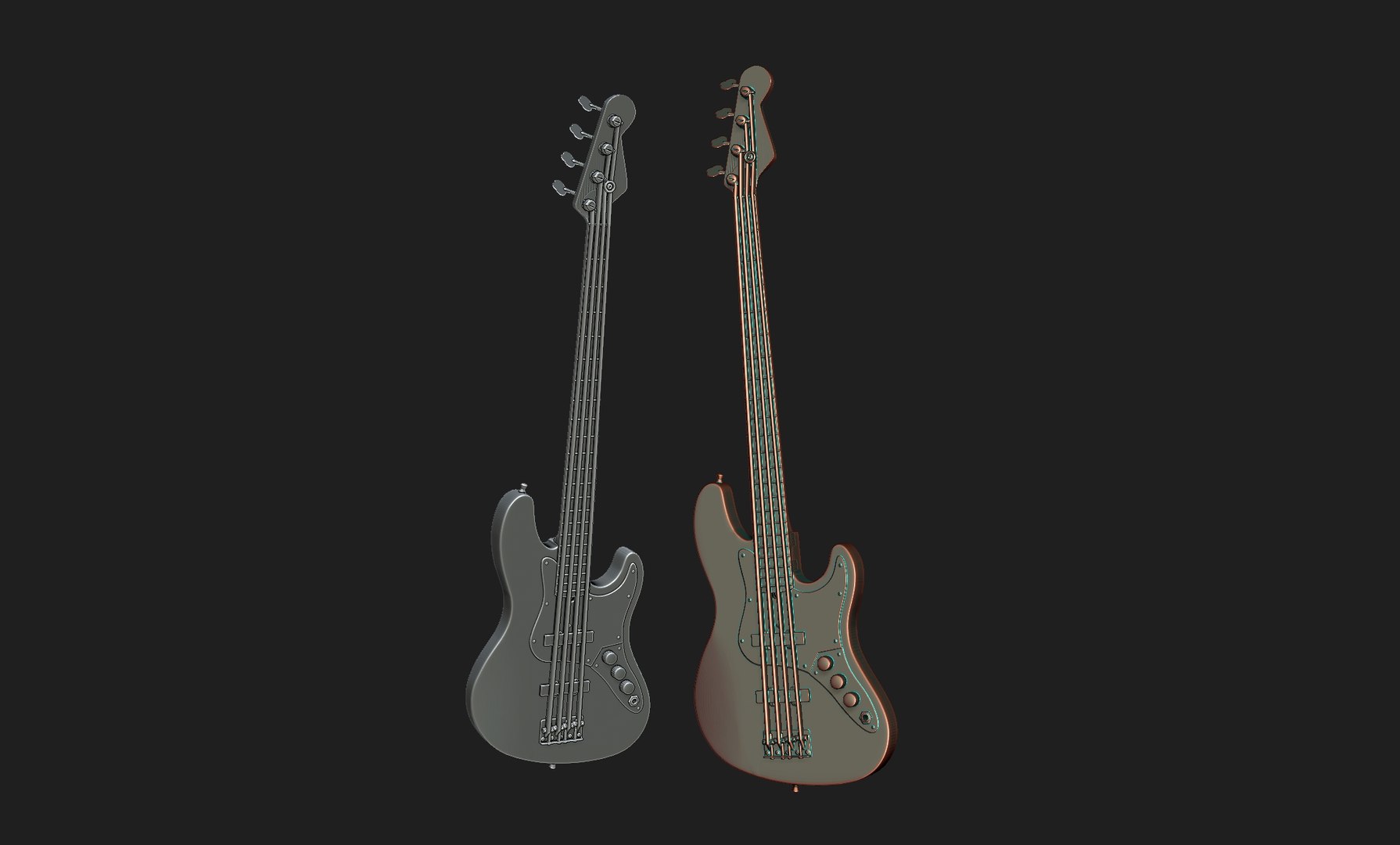 3D Bass Guitar - TurboSquid 2139702