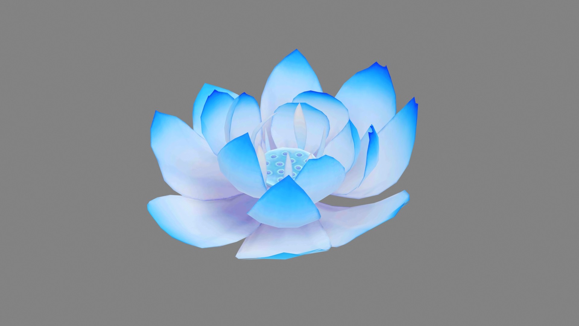 3D A Blue Lotus - Cartoon Lotus - Open Stamens - Mutant Lotus Model ...