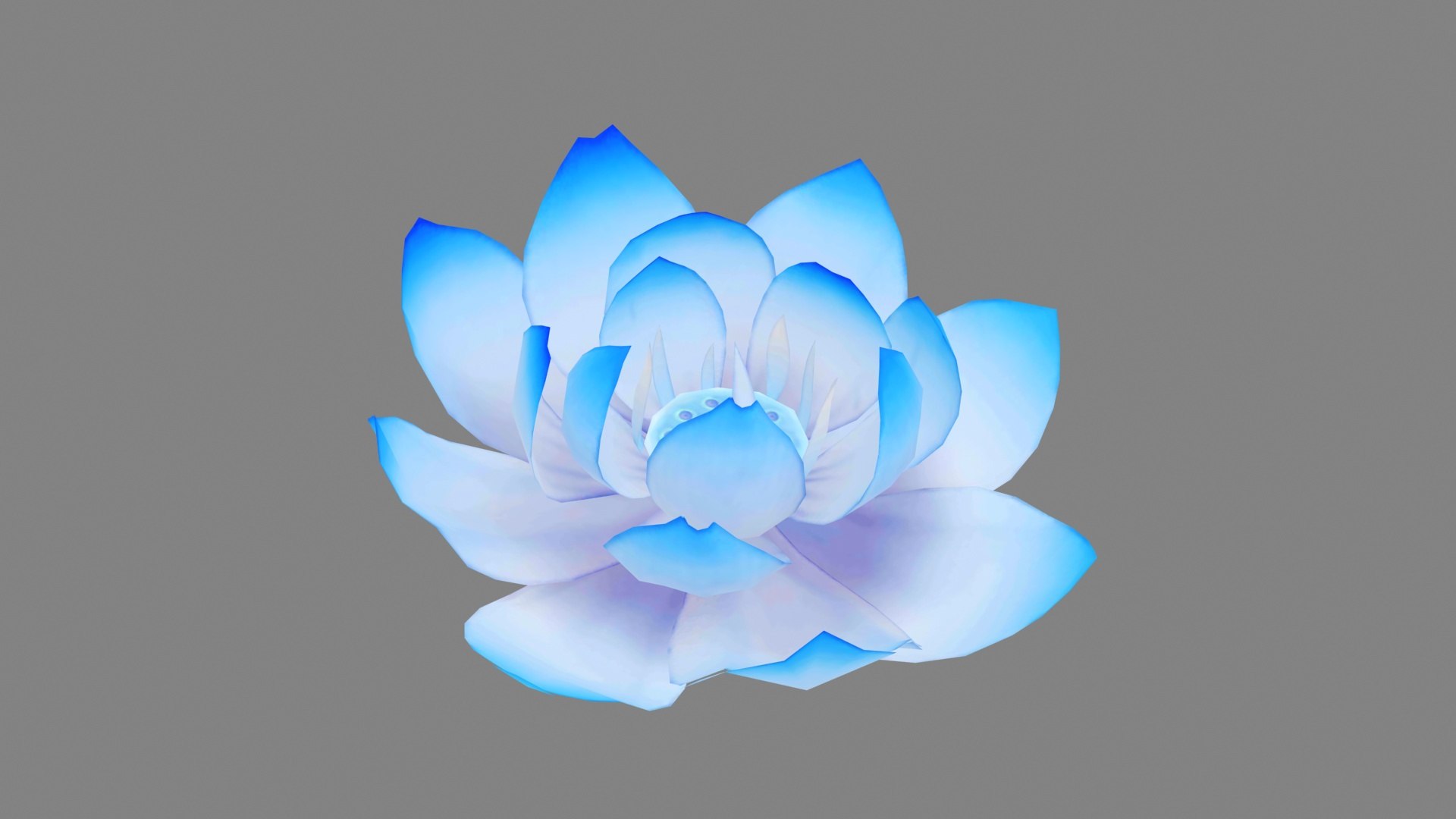 3D A Blue Lotus - Cartoon Lotus - Open Stamens - Mutant Lotus Model ...