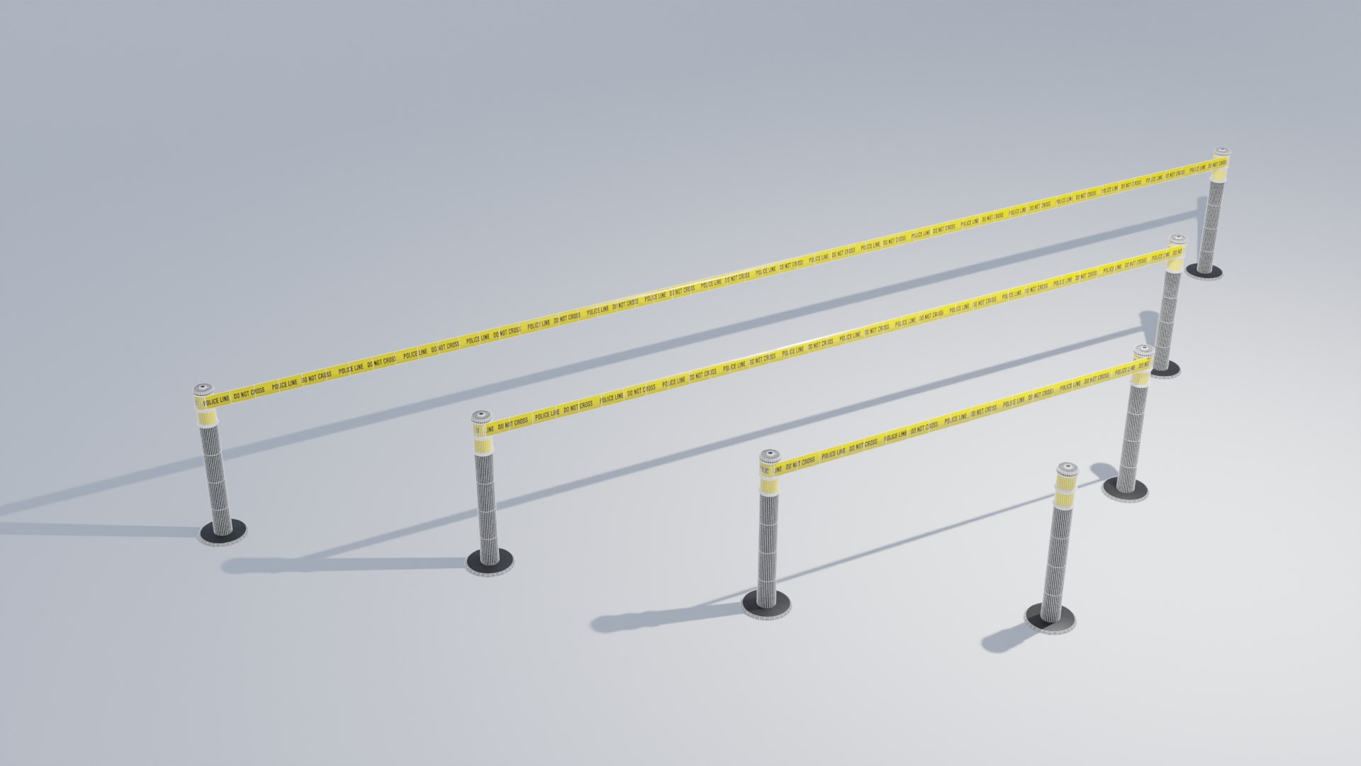 Police Tape Barrier With Multiple Lengths 4K Low-poly 3D Model ...