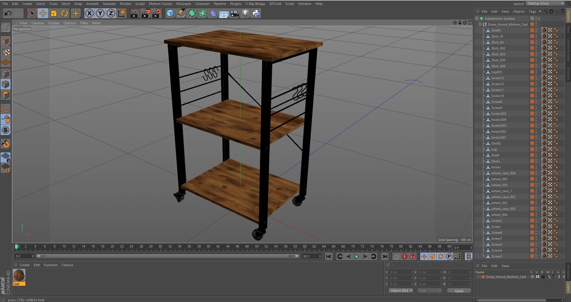 3D Drew Wood Kitchen Cart - TurboSquid 2157124