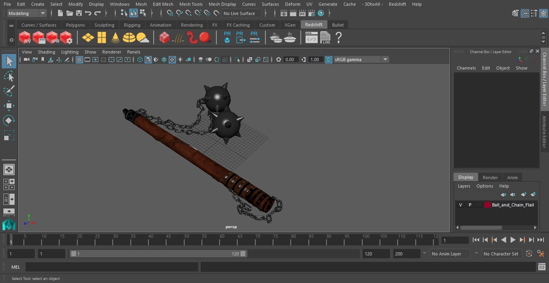 ball chain flail modeled 3d model