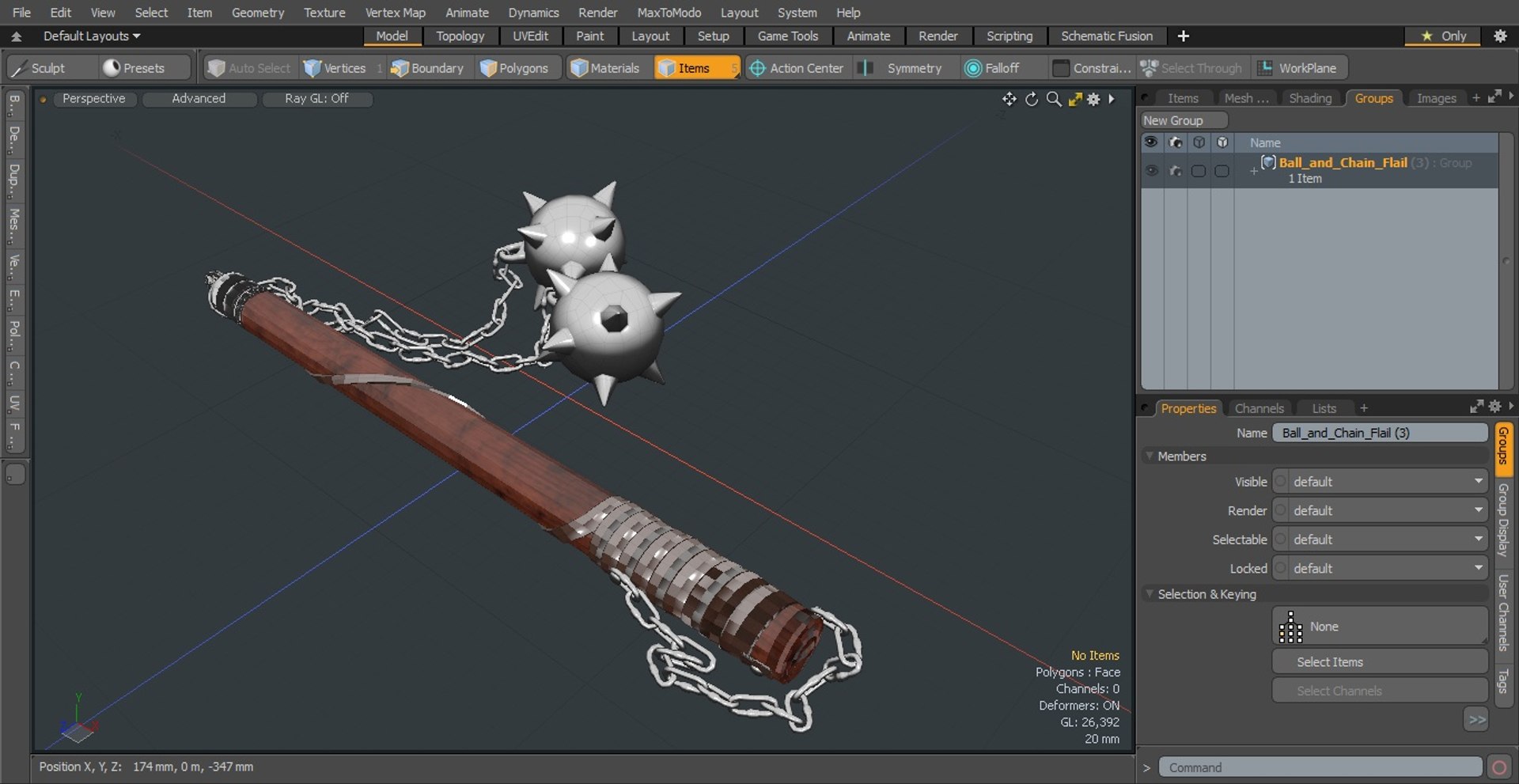 ball chain flail modeled 3d model